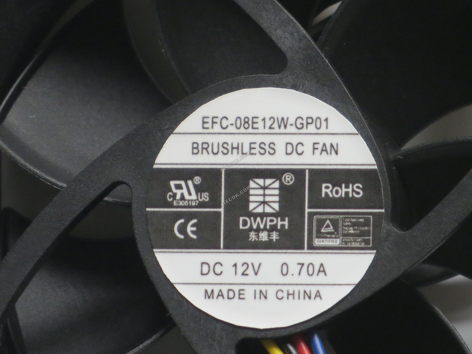 DWPH EFC-08E12W-GP01 12V 0.7A 4.44W 4wires Cooling Fan