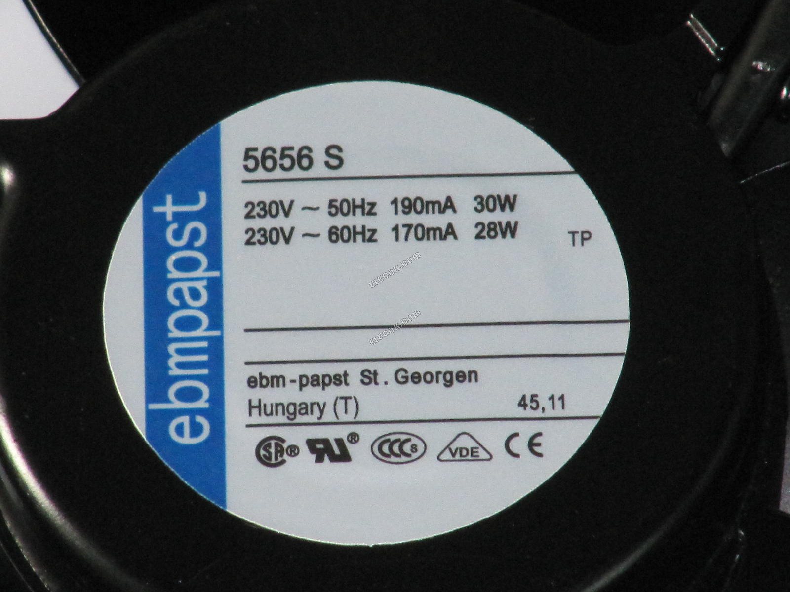 Ebm-papst 5656S 230V 50/60HZ 0.19A/0.17A 30/28W fan with socket ...